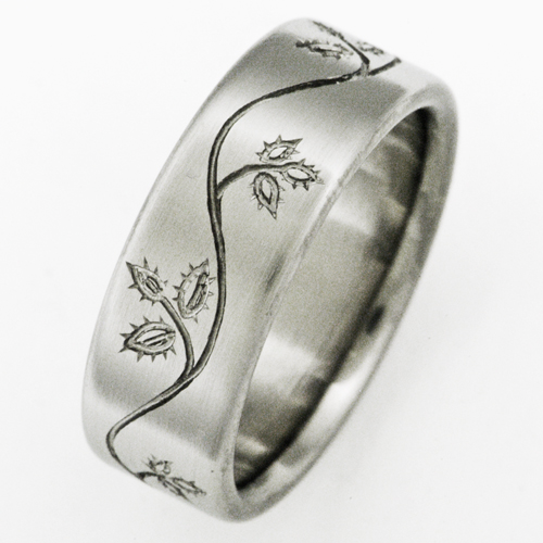 Devon 2 titanium ring with vines | Titanium Wedding Rings, Handcrafted ...